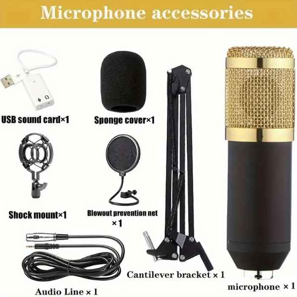 Tech Geleafmic Professional Condenser Mic Kit With Adjustable Stand ...