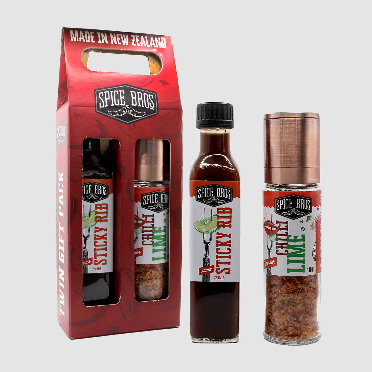 Sauces Spice Bros Sticky Rib BBQ Sauce & Chilli Lime Grinder Gift Pack ...