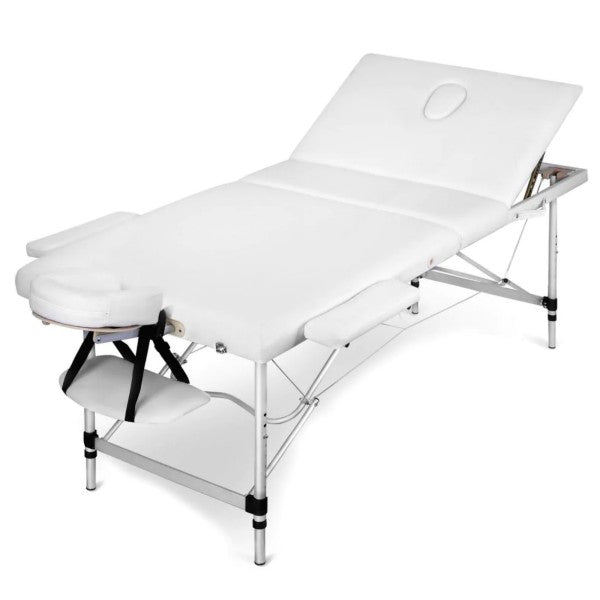 Personal Wellness Portable Aluminium 3 Fold Massage Table - WHITE with ...
